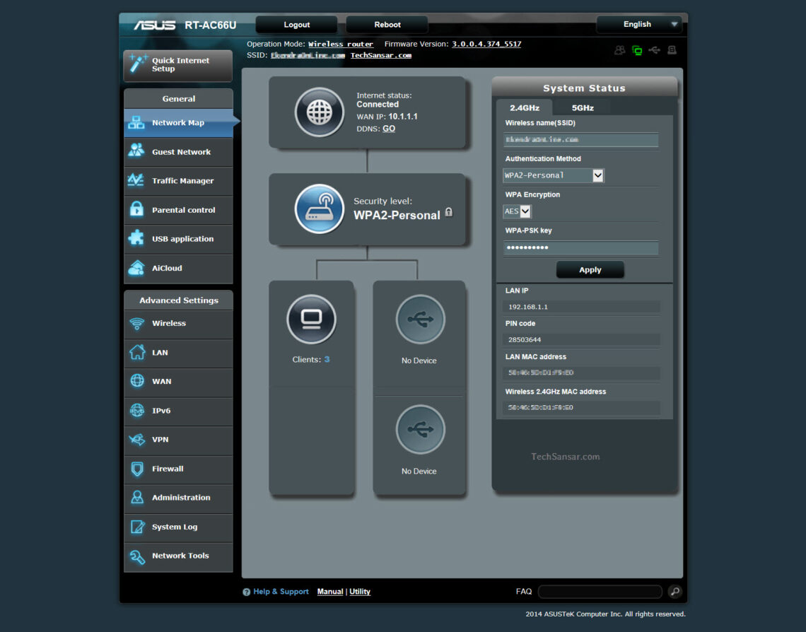ASUS Wireless Router RT-AC66U Network Map • TechSansar.com