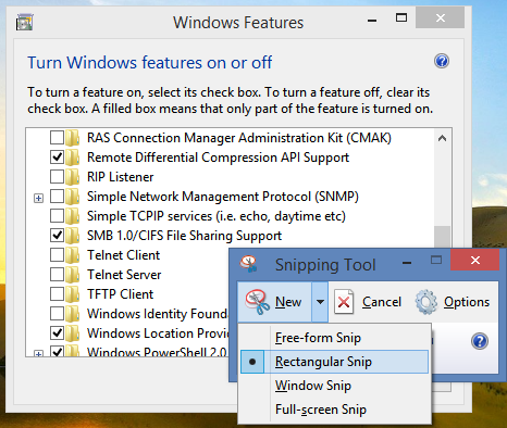Turn Windows features on or off - windows features in Windows 10 ...
