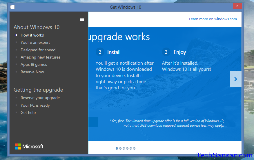 Windows 10 upgrade reservation wizard • TechSansar.com