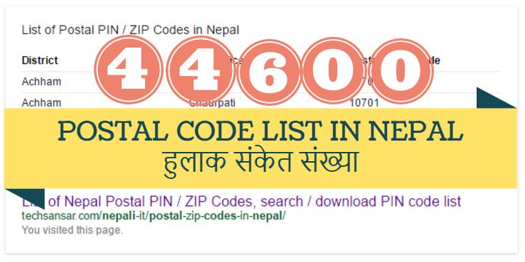 List of postal codes in Nepal (illustration) • TechSansar.com