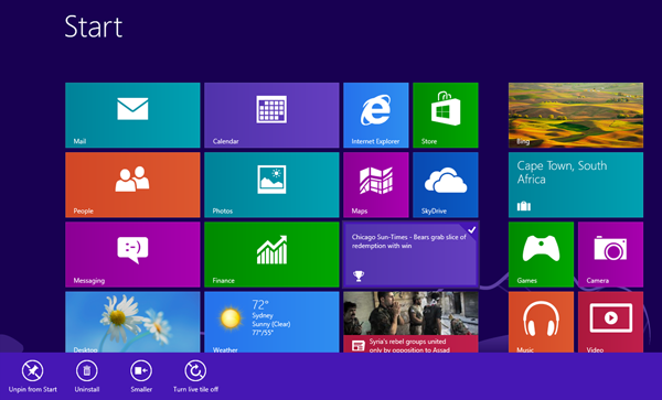 Turning off Live Tiles on Metro Start Menu in Windows 8.x • TechSansar.com